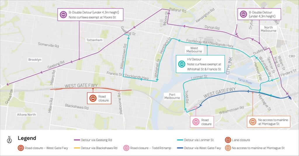 West Gate Tunnel works to close freeway lanes, impact container terminals